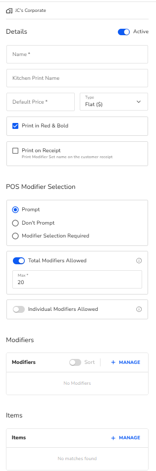 Create and Manage Modifier Sets in SkyTab Multi-Location Management